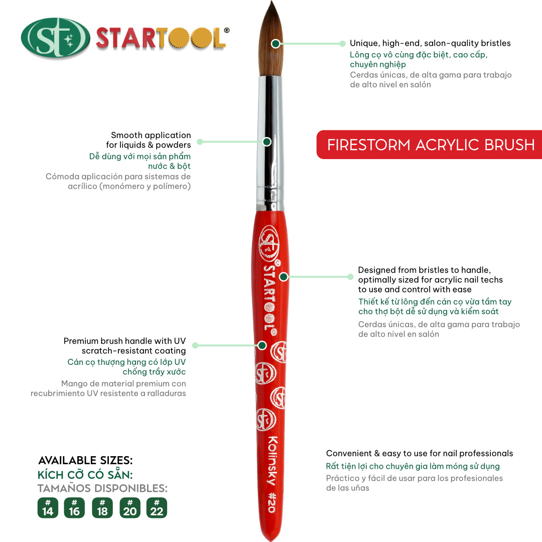 Firestorm Acrylic Brush #20 | STARTOOL NAIL TOOLS
